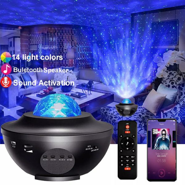 Colorful Starry Sky Galaxy Projector Nightlight Child Bluetooth Usb Mu